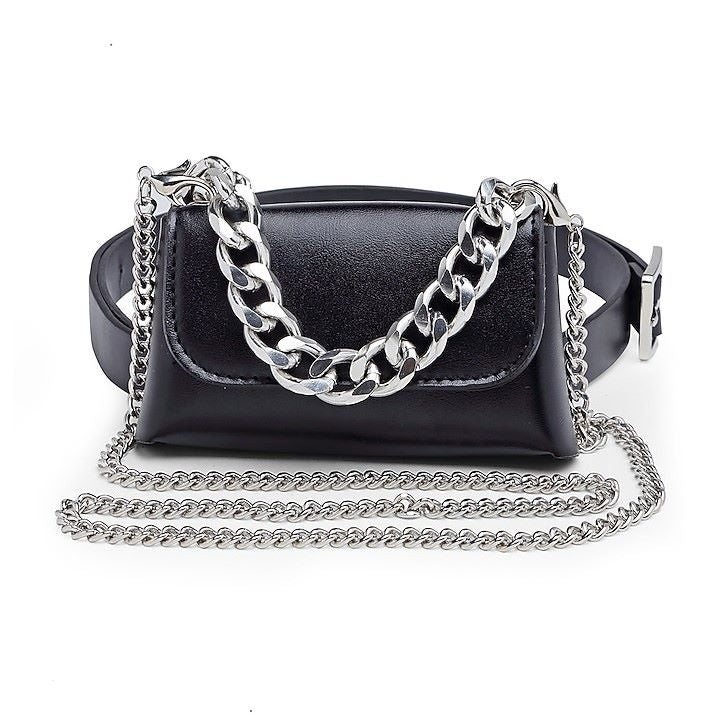 Belted Bae Black Belt Bag for Women | Trendy Chain Belt Bag for Parties ...
